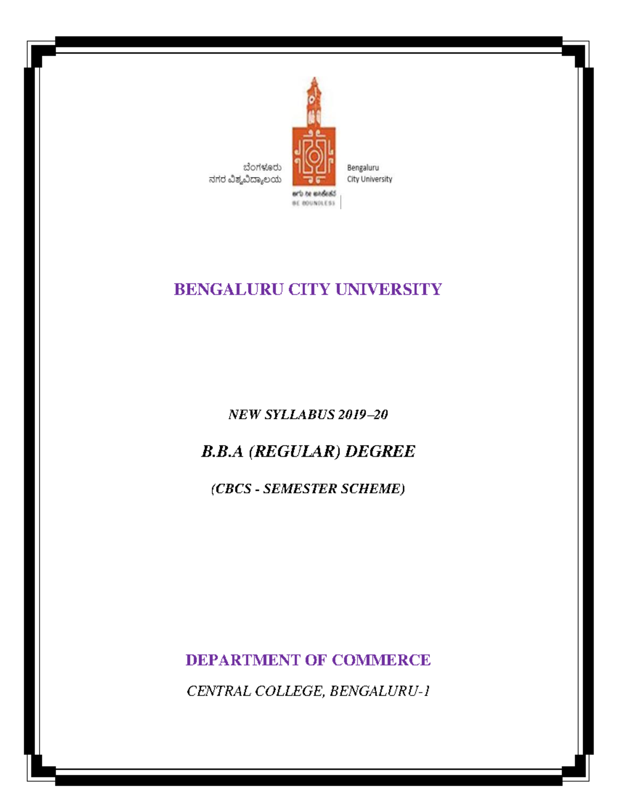 BCU BBA Regular Syllabus 29 8 2020 - BENGALURU CITY UNIVERSITY NEW ...
