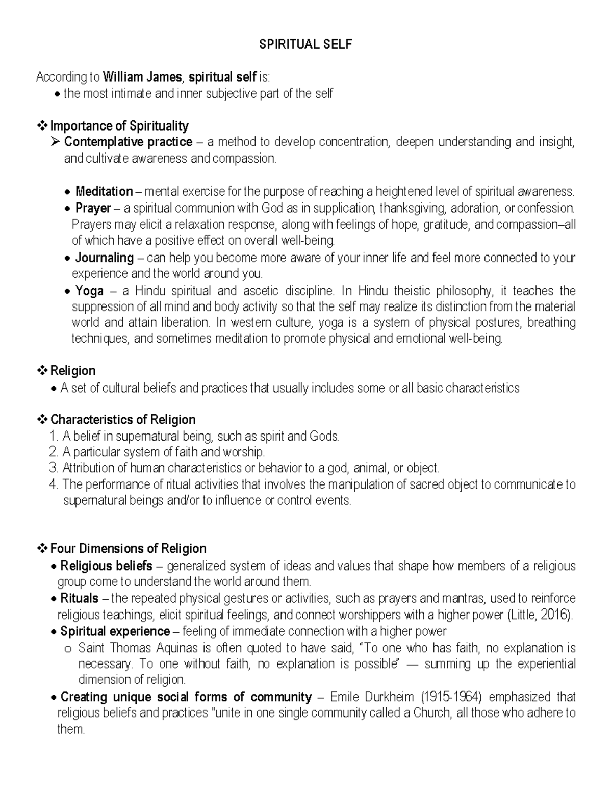 Spiritual Self 2: Insights on Spirituality and Religion - Studocu