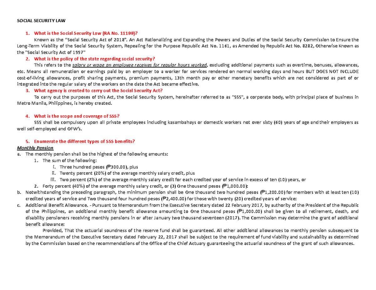 RFBT - SSS: Comprehensive Guide to Social Security Law (RA 11199) - Studocu