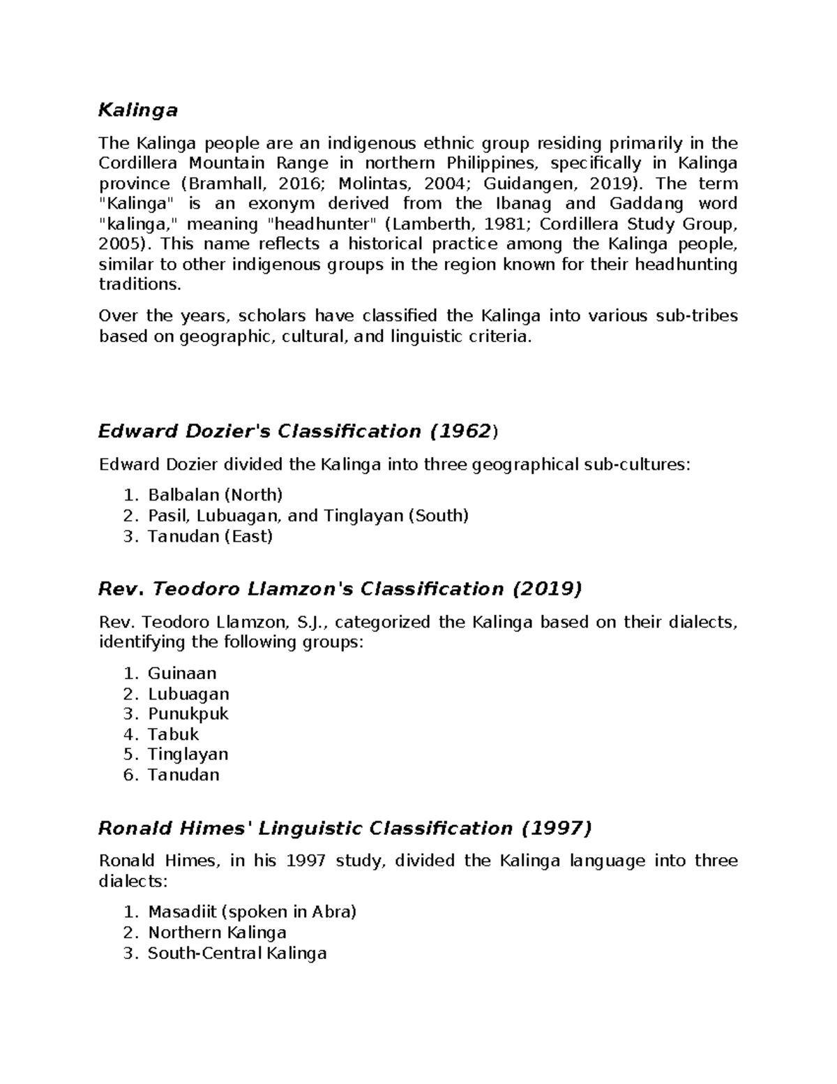 Kalinga Ethnic Group: Culture, Language, and Social Structure - Studocu