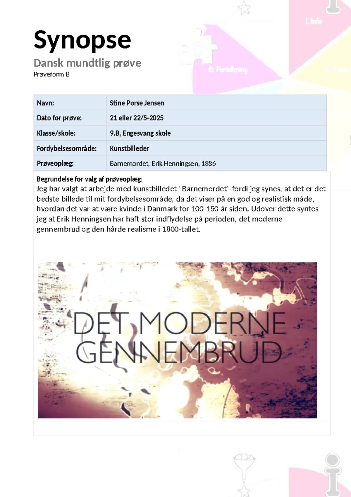 Dansk Mundtlig Prøve: Analyse af "Barnemordet" - Erik Henningsen - Studocu