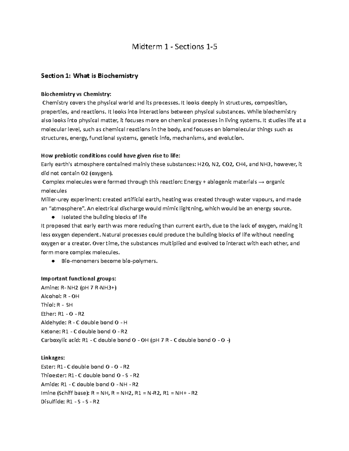 BCH2333 Midterm 1 Biochemistry Exam Review: Key Concepts and Processes ...