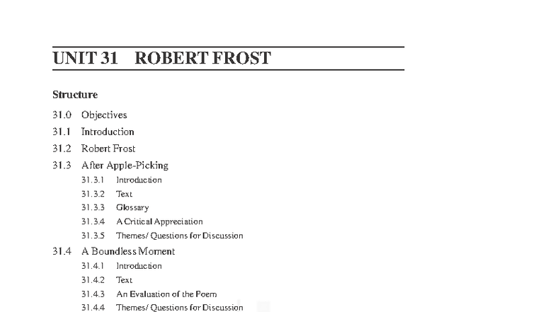UNIT 31: A Critical Study of Robert Frost's "After Apple-Picking ...