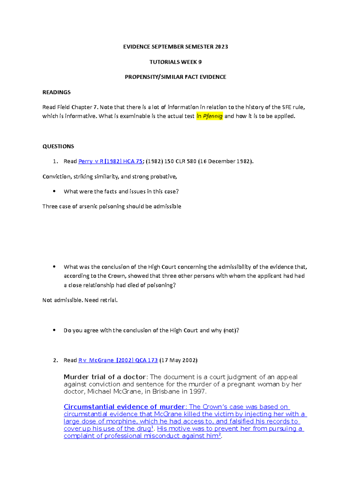 Evidence Tutorial Week 9: Propensity and Similar Fact Analysis - Studocu