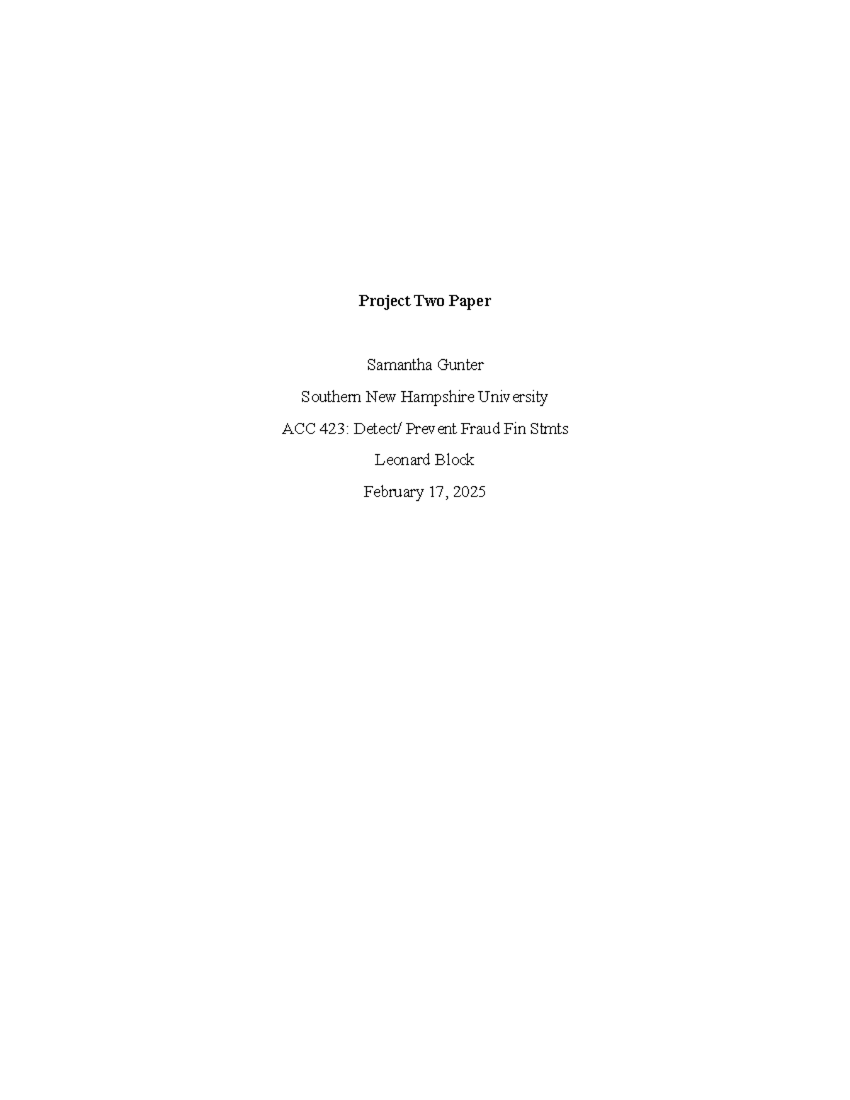 ACC 423: Project Two Paper on Fraud at DHB Industries, Inc. - Studocu