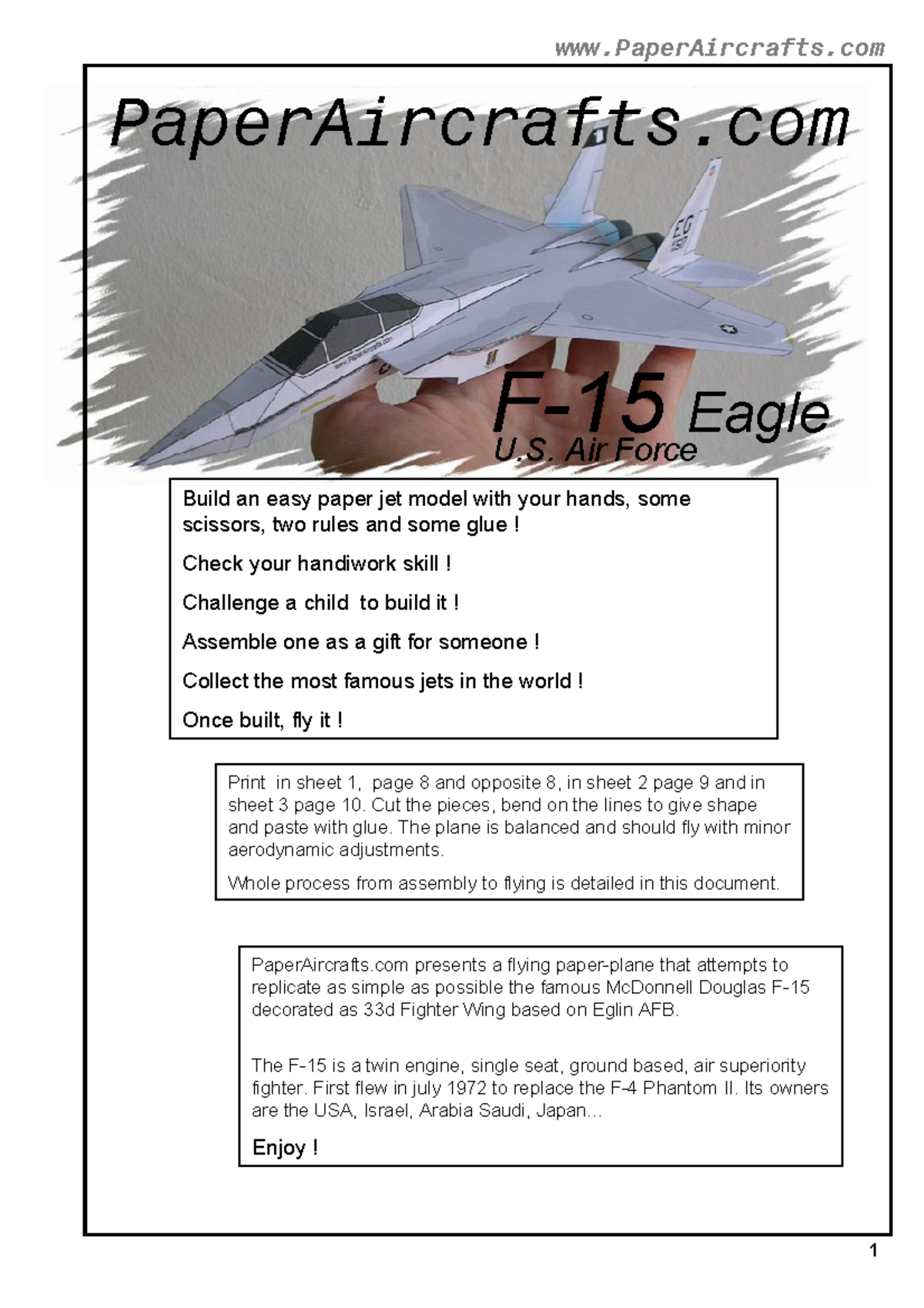 464945582 F 15 U S Air Force pdf - F-15 Eagle PaperAircrafts Build an ...