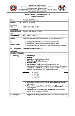 Detailed Lesson Plan in Transitional Devices - Don Mariano Marcos Memorial State University ...