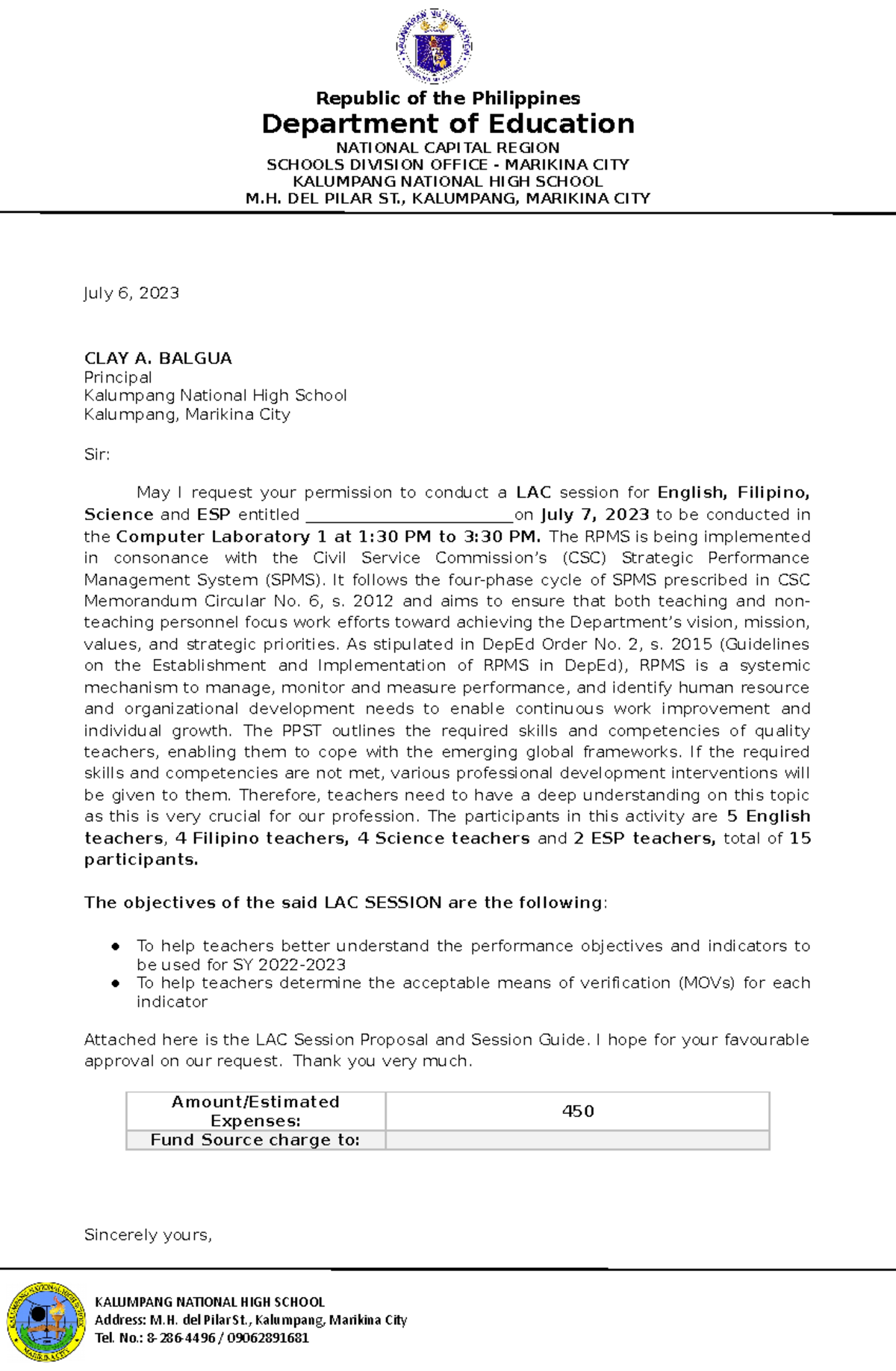 RPMS LAC Session Guide - Department of Education NATIONAL CAPITAL ...
