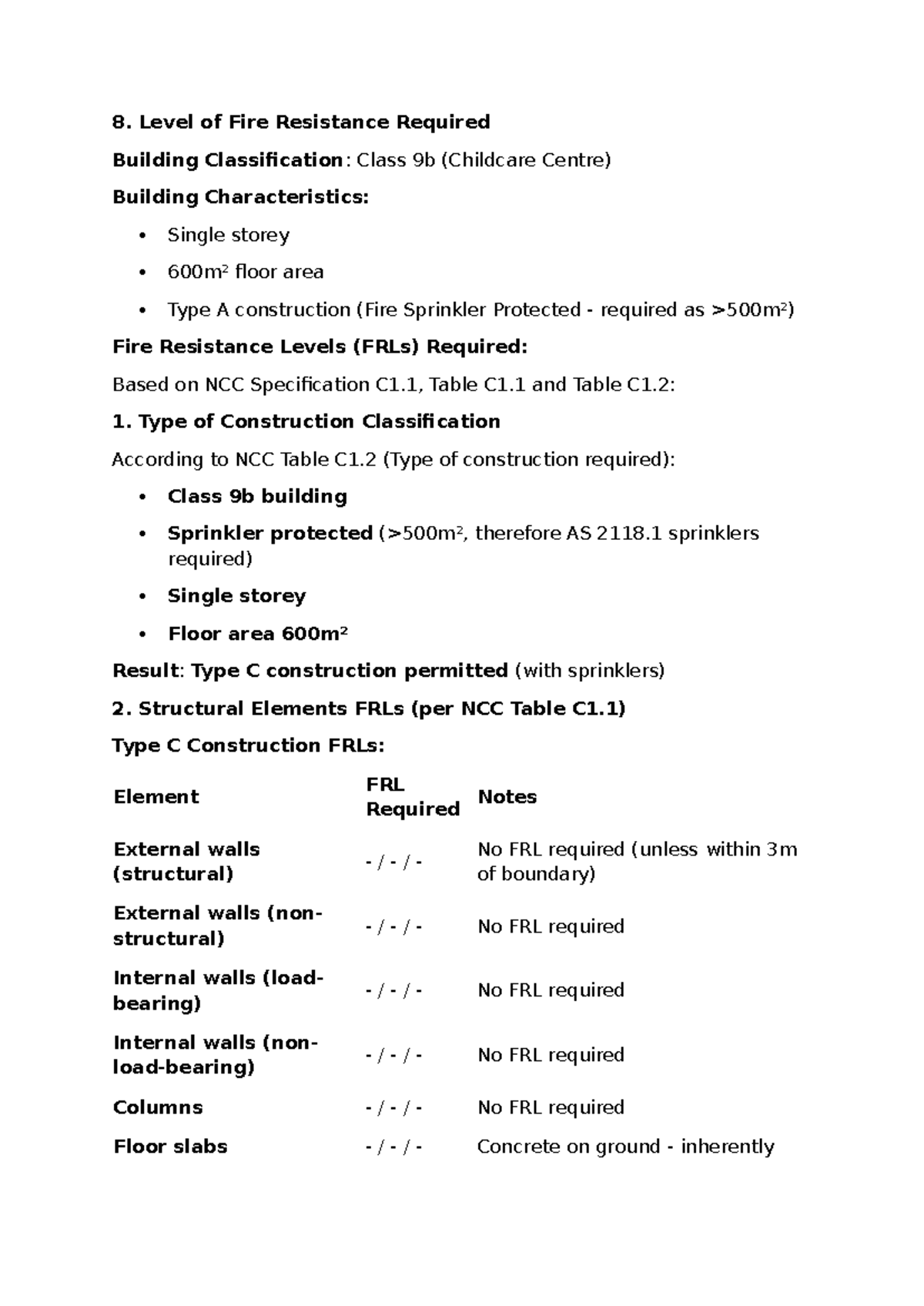Cpccbc 4053 Proj1 Q8 - Fire Resistance Levels for Class 9b Building ...