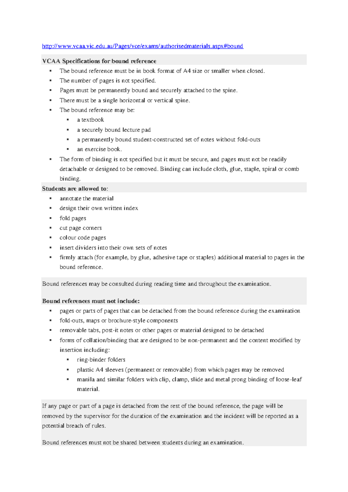 Bound reference book guide - vcaa.vic.edu/Pages/vce/exams ...