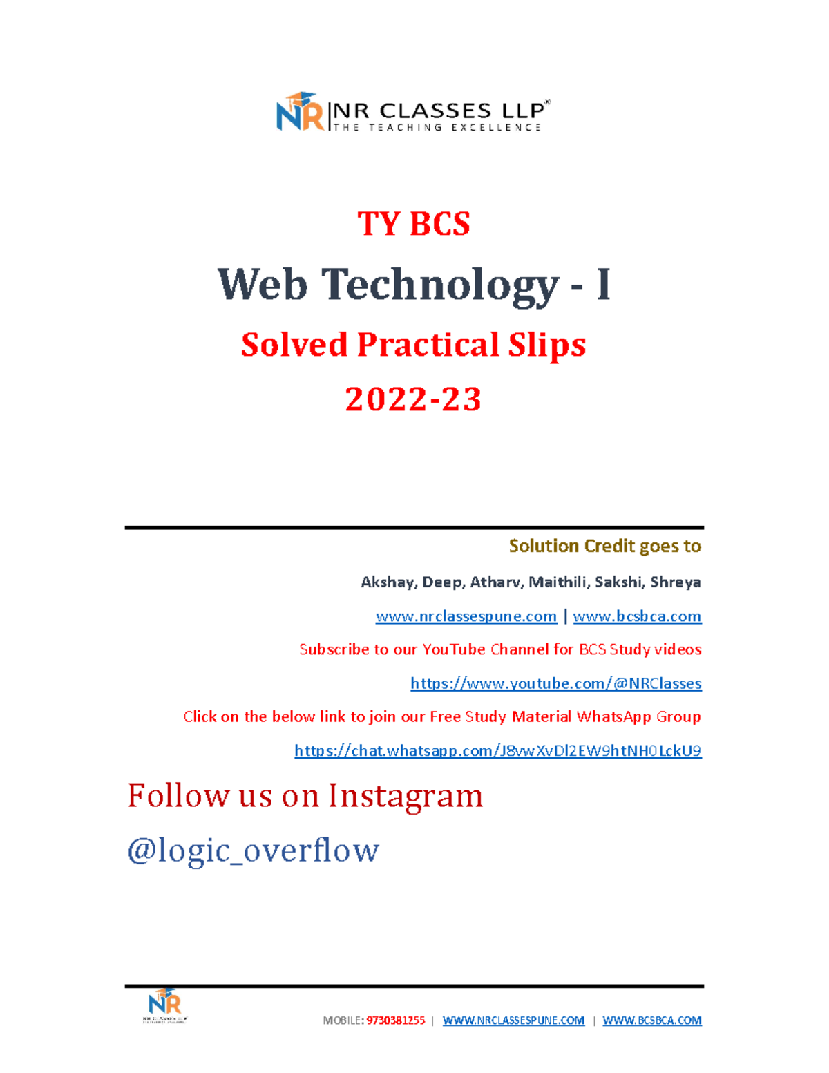 Tybcs PHP Practical Slip Solutions for Web Tech - I 2022-23 - Studocu