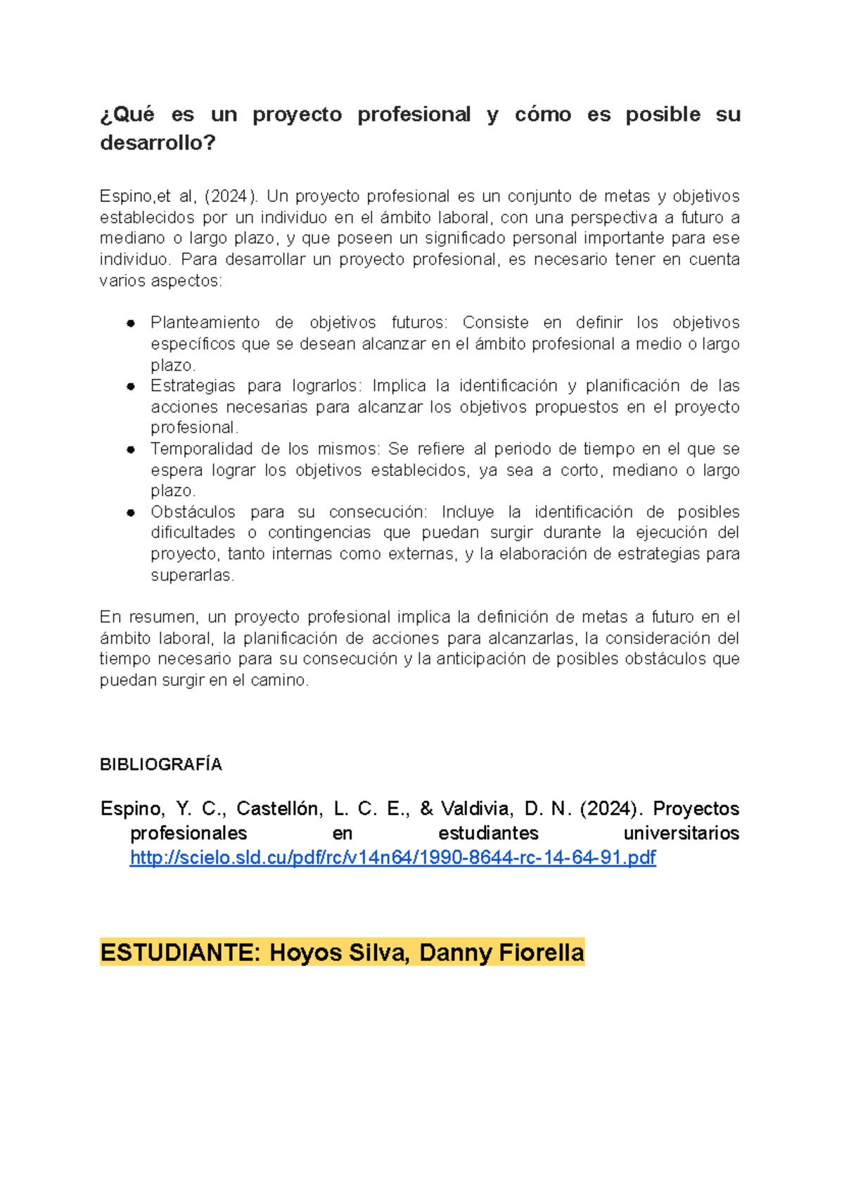 Proyecto Profesional: Metas y Estrategias para su Desarrollo (36) - Studocu