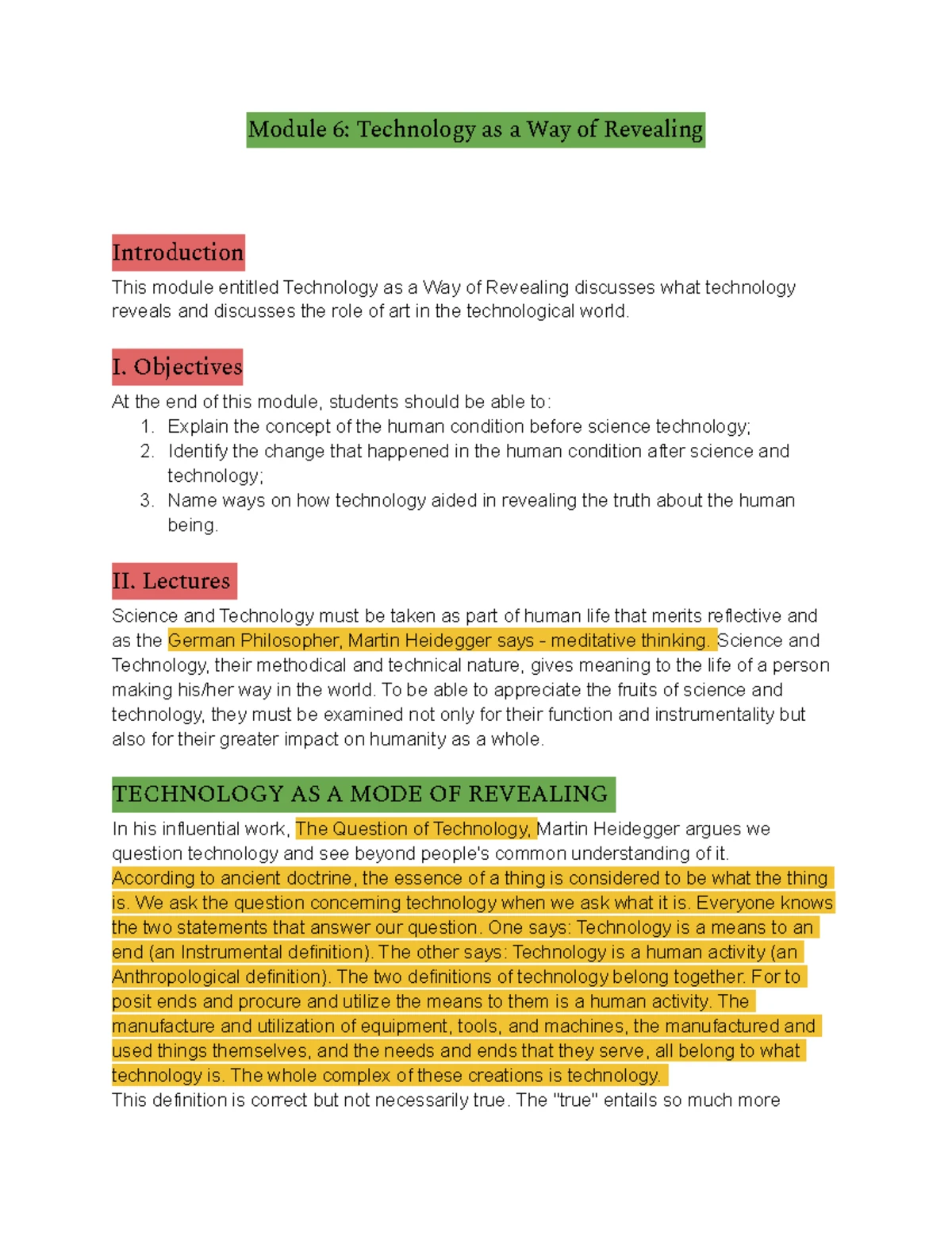 Module 6 Technology as a Way of Revealing - Module 6: Technology as a ...