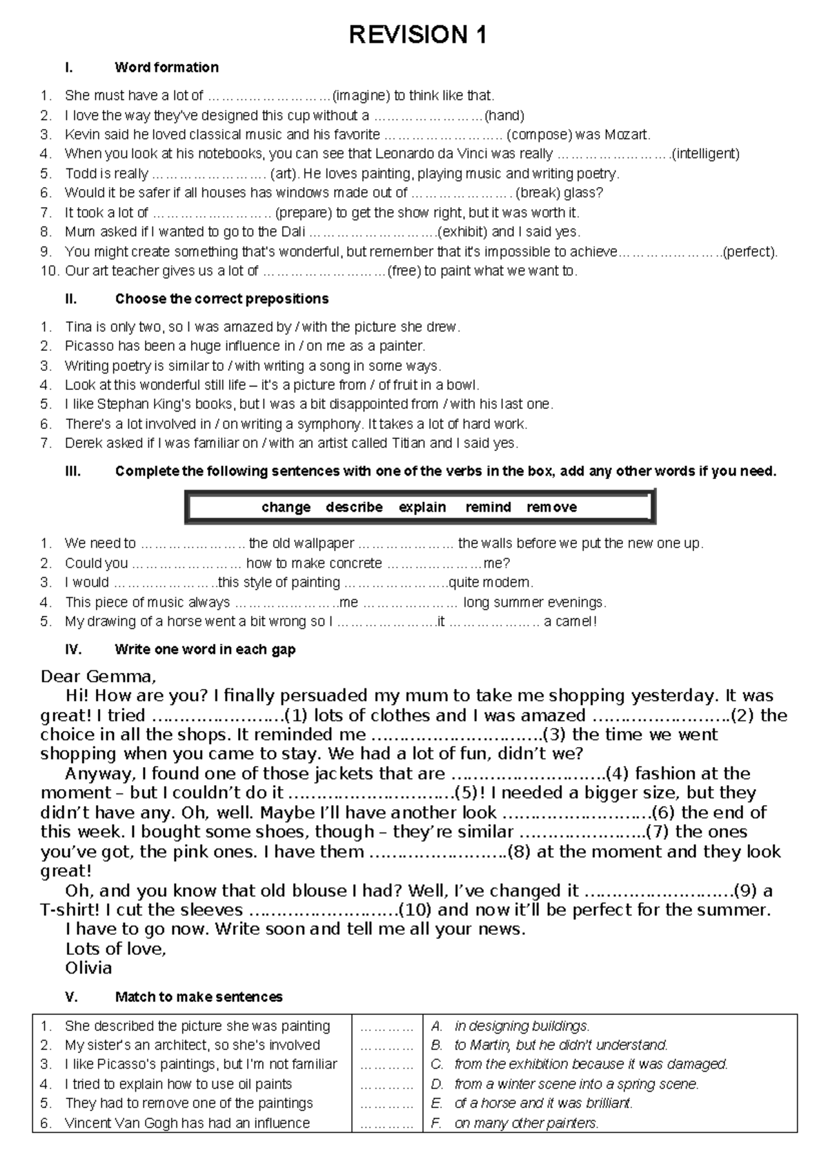 Revision 1: Word Formation & Prepositions Practice (Co Phuong 1) - Studocu