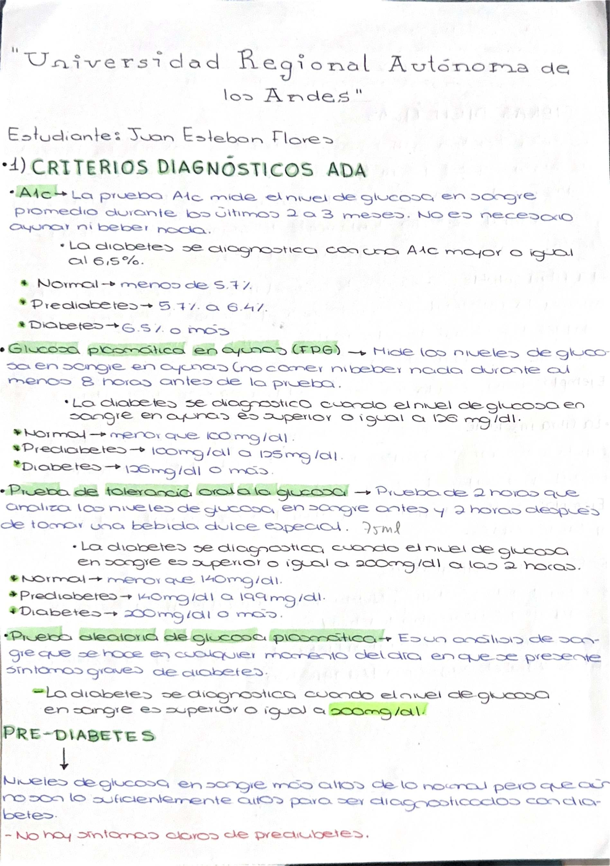 Criterios Diagnósticos de Diabetes según ADA - Juan Esteban Flores ...
