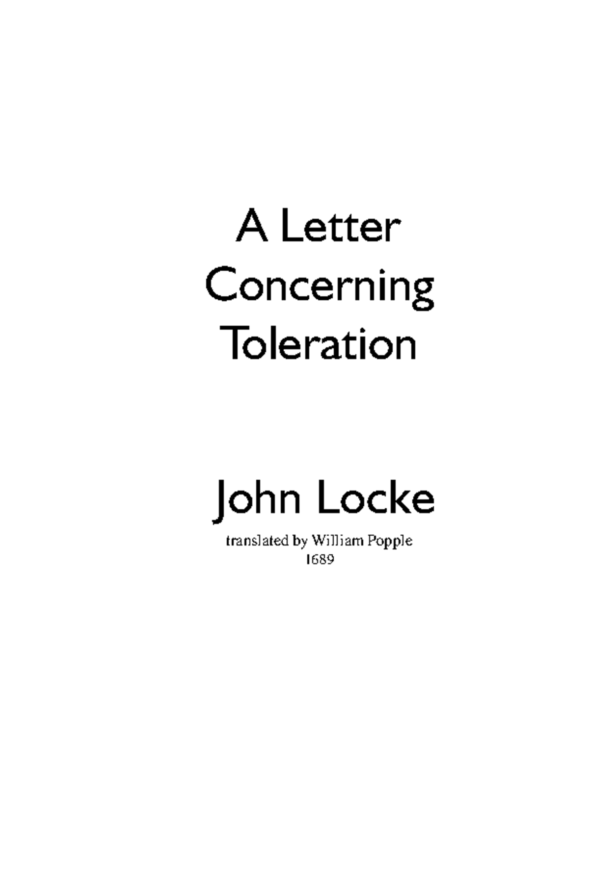 Toleration and Religious Freedom: Insights from Locke's 1689 Letter ...