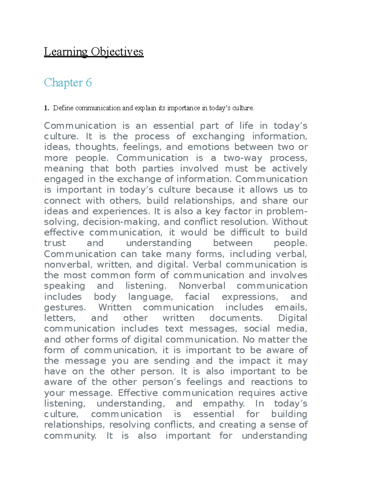 Chapter 6 - Learning Objectives - Supervision - Learning Objectives Chapter 6 Define ...