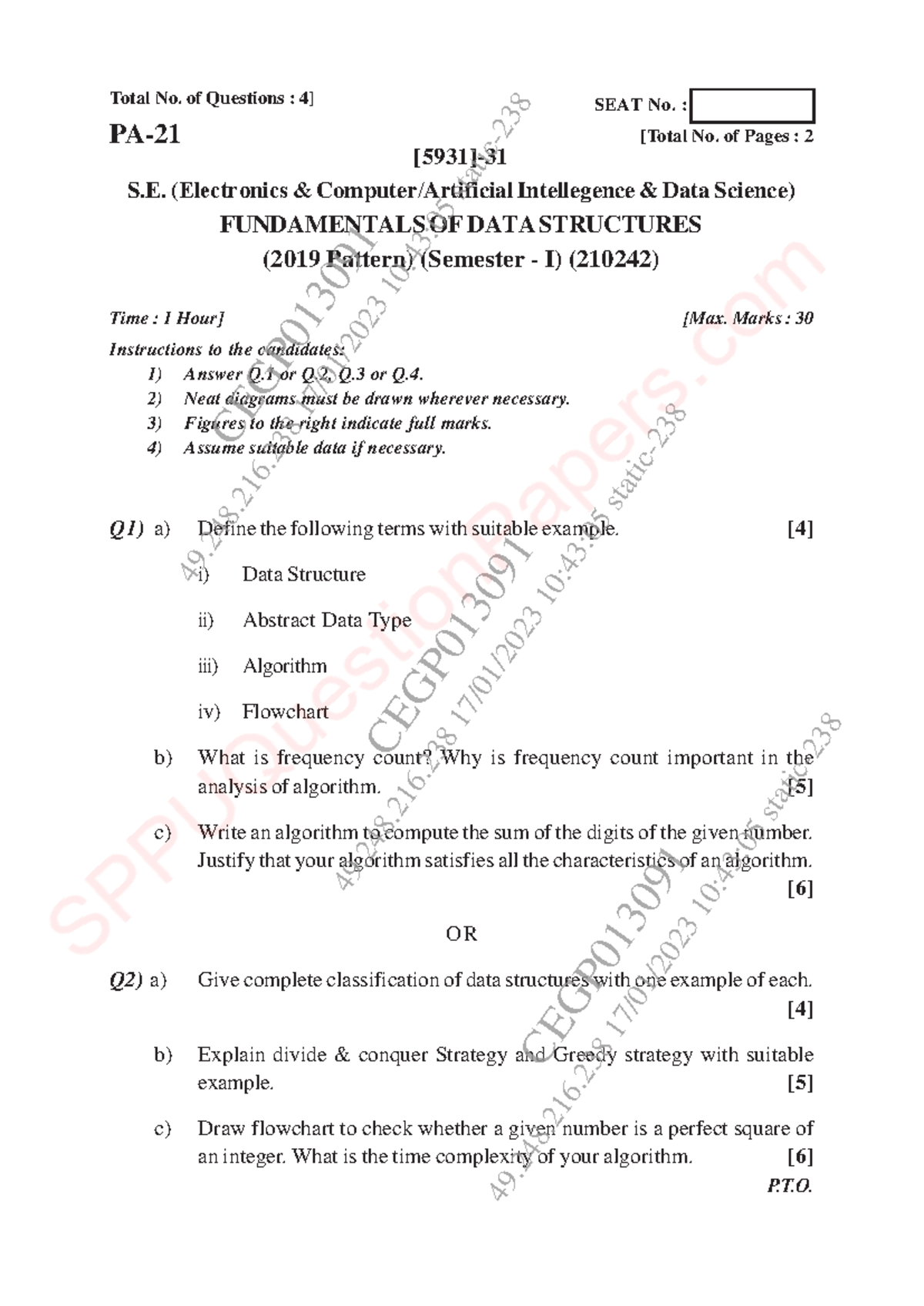 Be artificial-intelligence-and-data-science semester-3 2022 october - Studocu
