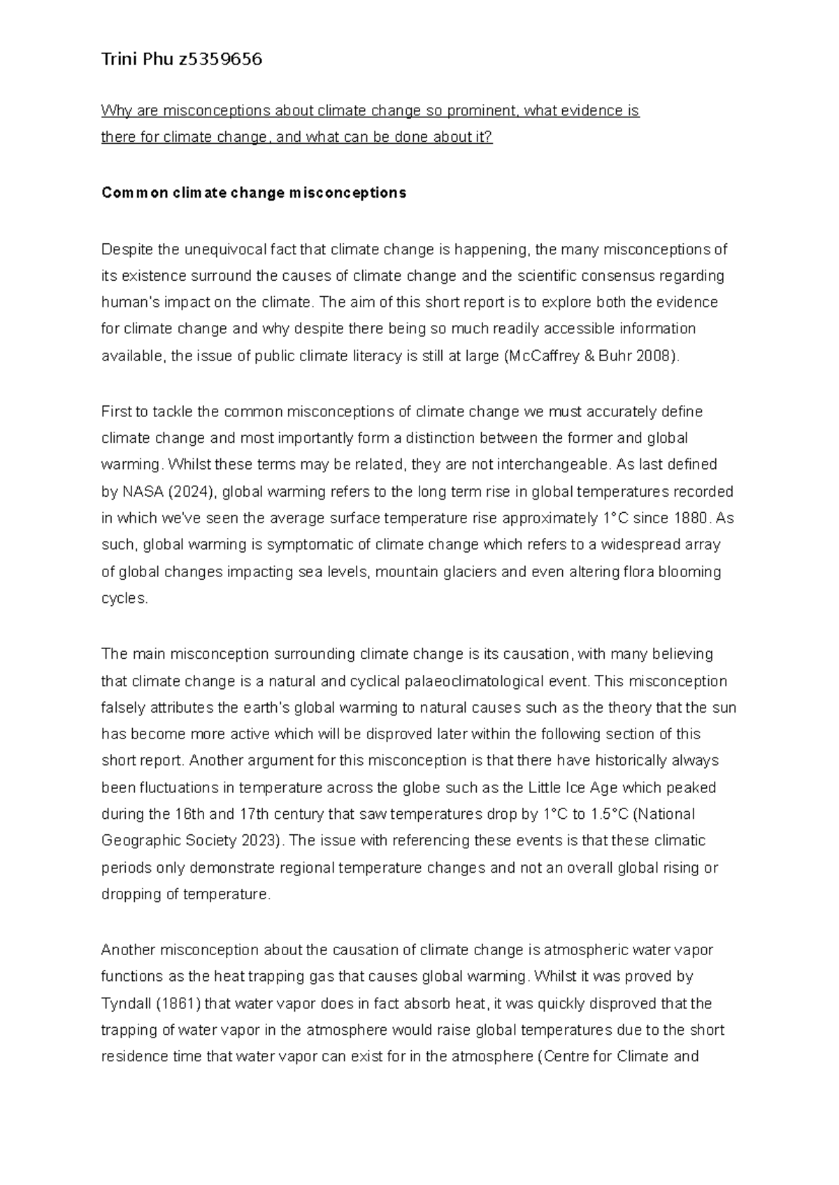 Misconceptions and Evidence of Climate Change: A Review (ENV 101) - Studocu