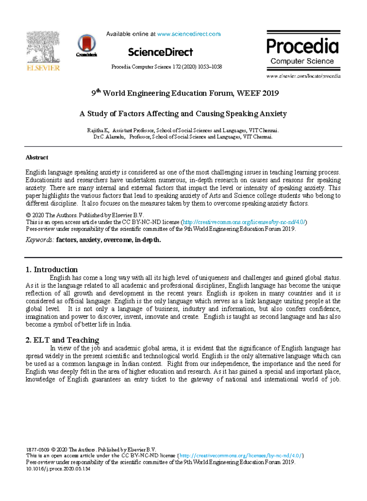 Factors Influencing Speaking Anxiety in English Learners: A Study - Studocu