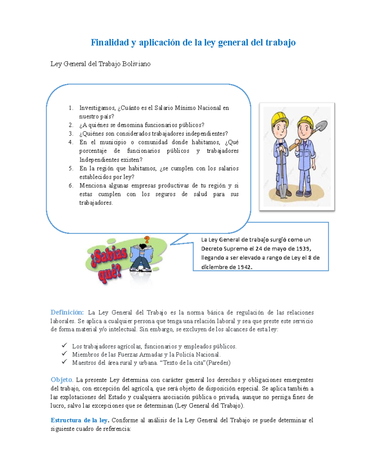 8 Finalidad y aplicación de la ley general del trabajo - Finalidad y ...