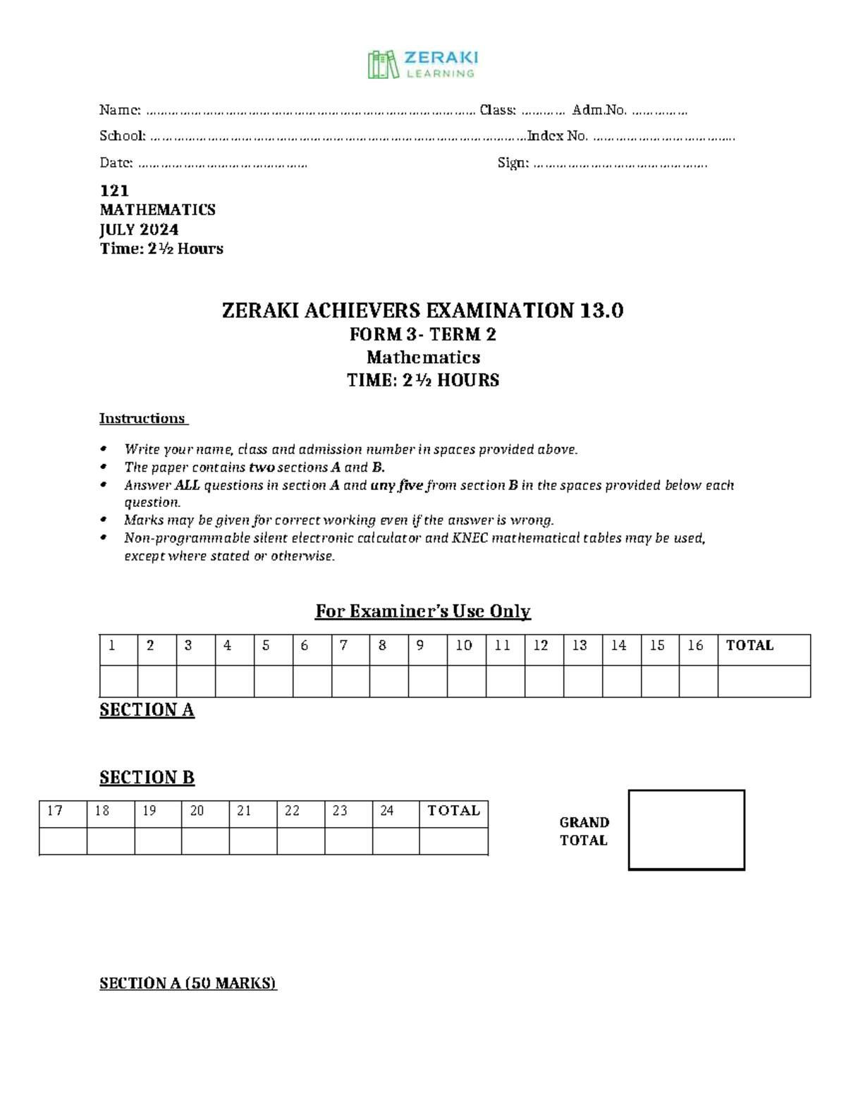 Mathematics Revision for 121 Term 2 Exam - July 2024 - Studocu