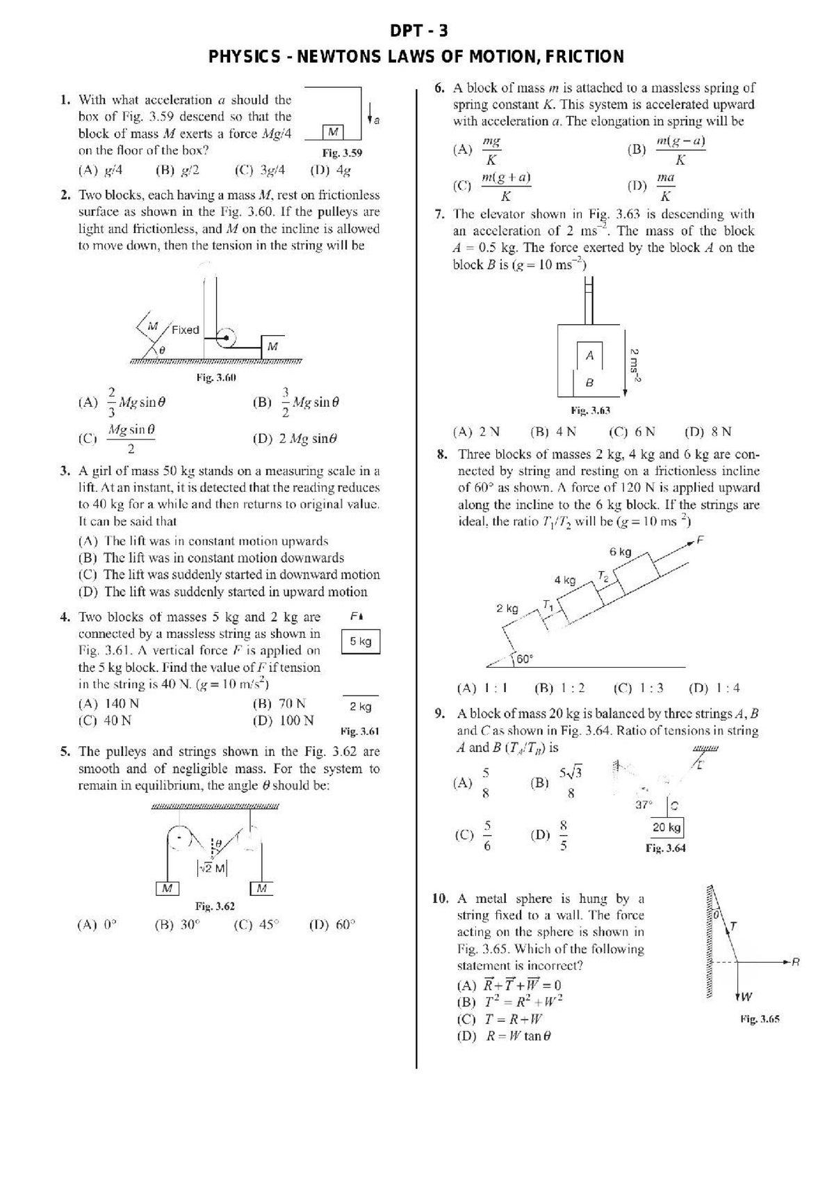 DPT - 3 ( Newtons LAWS OF Motion Friction) QP-transformed - DPT 3 ...