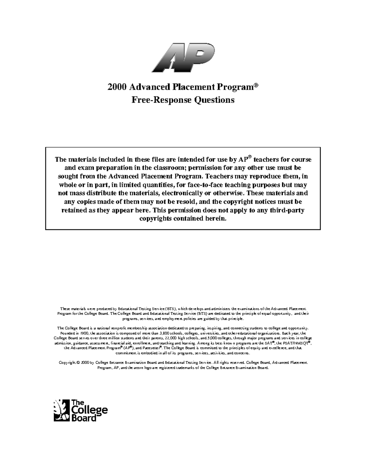 2000 AP Environmental Science Free-Response Exam Questions - Studocu