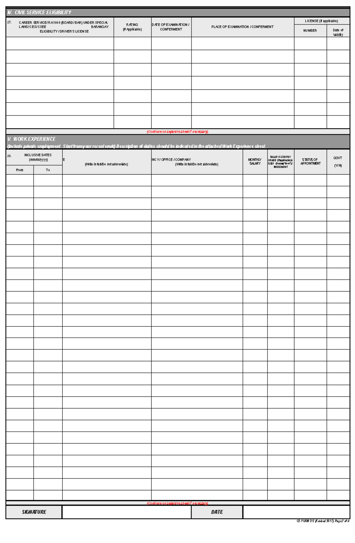 CS Form No. 212 Personal Data Sheet revised.xlsx - C2 - IV. CIVIL ...
