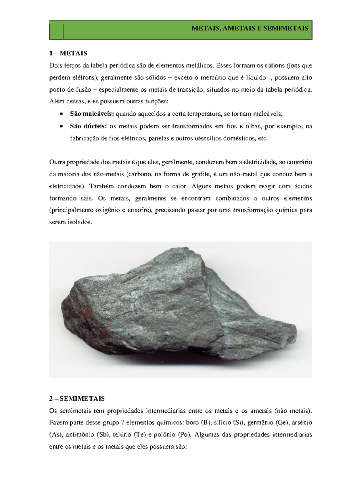 Exemplos De Nao Metais Na Tabela Periodica