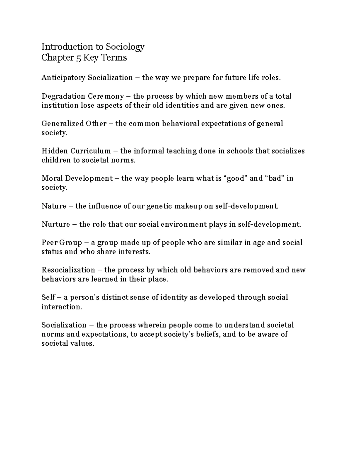 Sociology Chapter 3 Notes - Introduction to Sociology Chapter 3 Notes ...