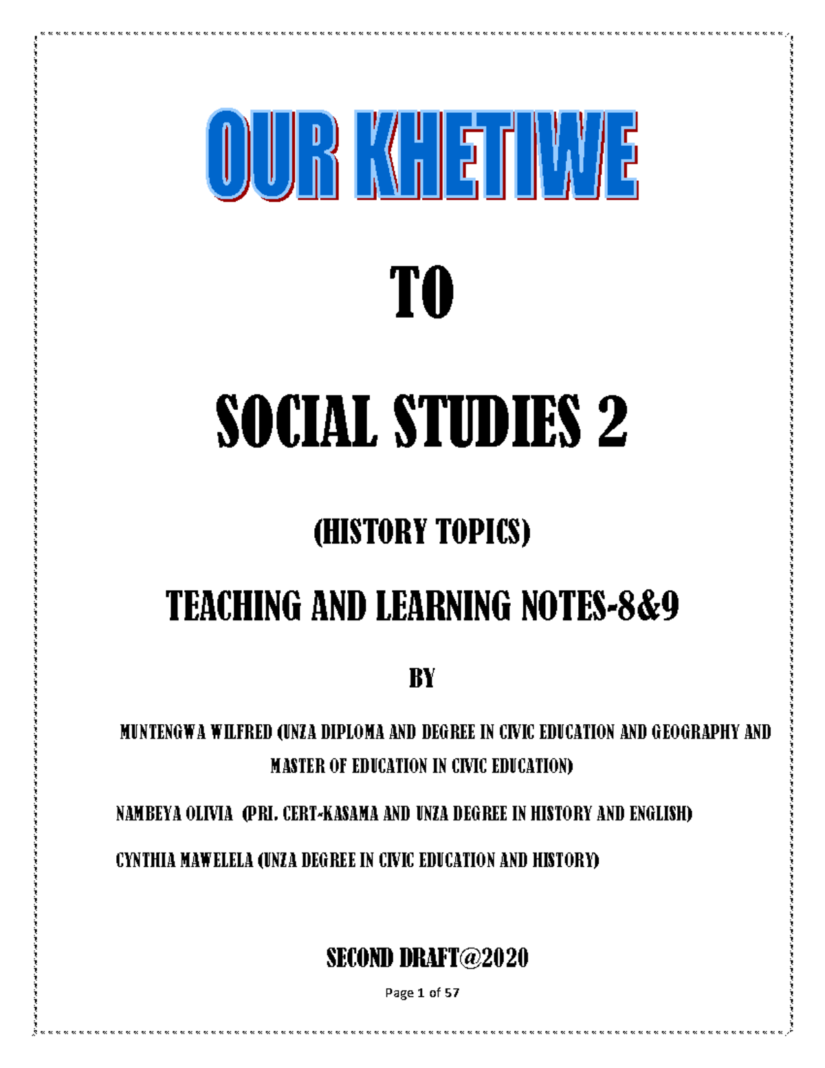 Social Studies 8-9 Lecture Notes: History and Learning Dynamics - Studocu
