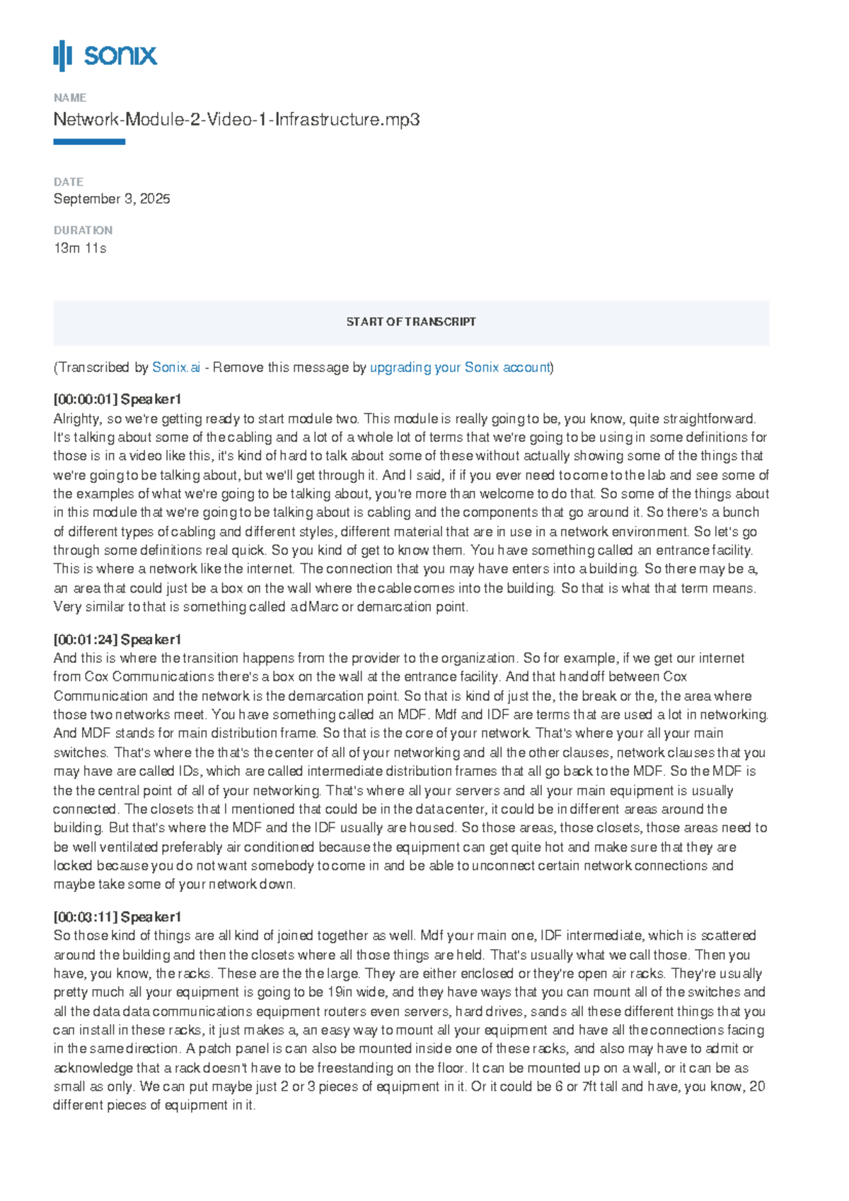 Network Infrastructure Overview - Module 2 Video Transcript - Studocu
