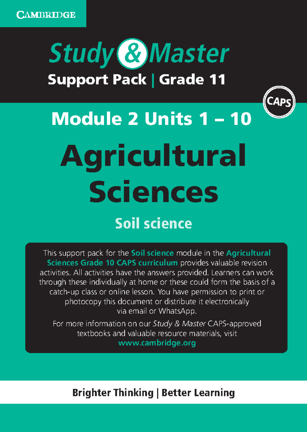 Support Pack for Soil Science: Grade 11 Revision Activities - Studocu