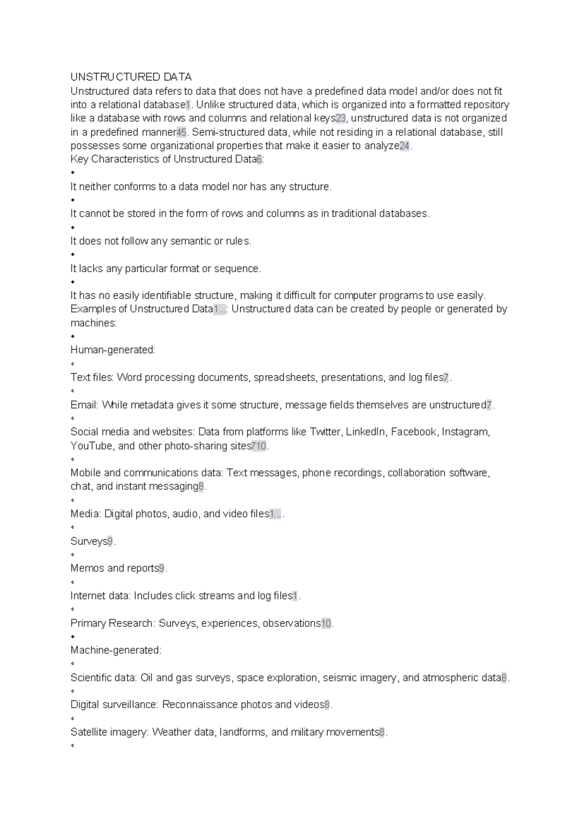 UNSTRUCTURED DATA: Characteristics, Challenges, and Solutions - Studocu