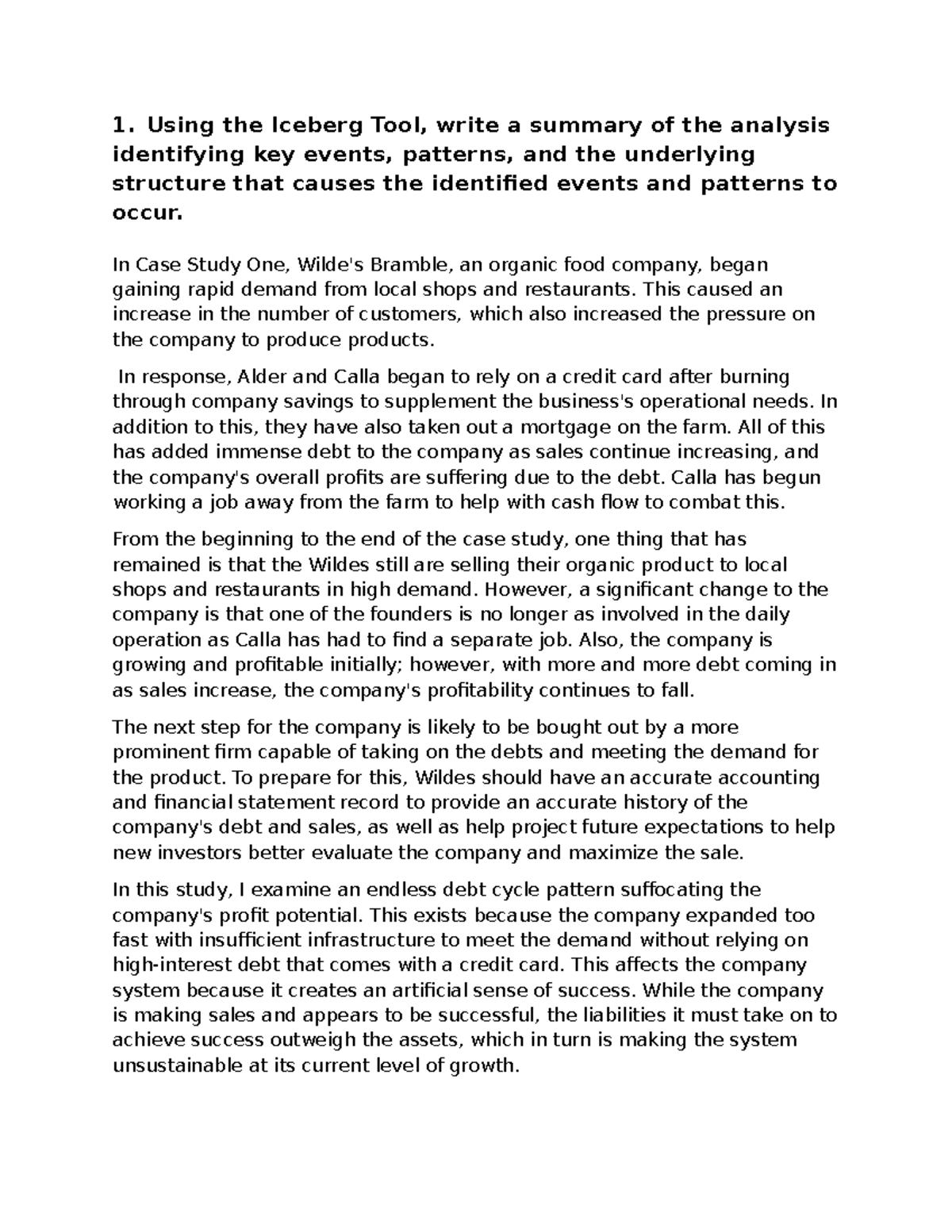 Case Study Analysis: Debt Cycle in Bramble's Growth (Task 1) - Studocu