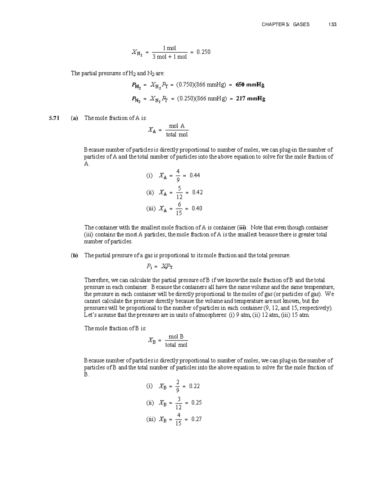 CHAPTER 5: GASES - Mole Fractions & Partial Pressures Analysis - Studocu