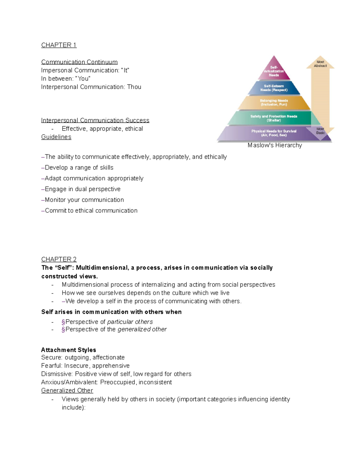 Cheat Sheet Interpersonal Communication TEST 1 (ANSWERS) - CHAPTER 1 ...