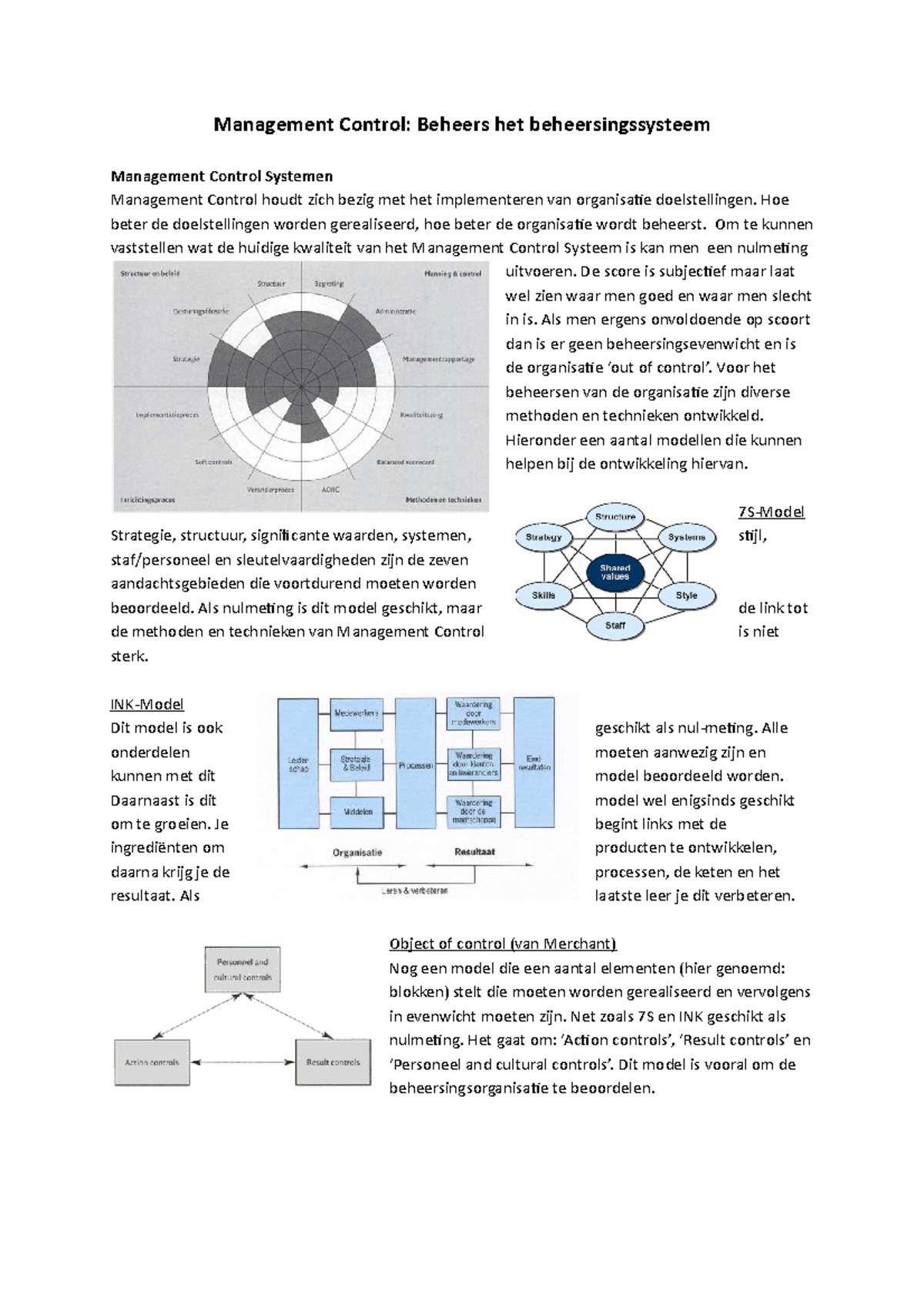 Samenvatting Management Control: Beoordeling & Implementatie Methoden ...