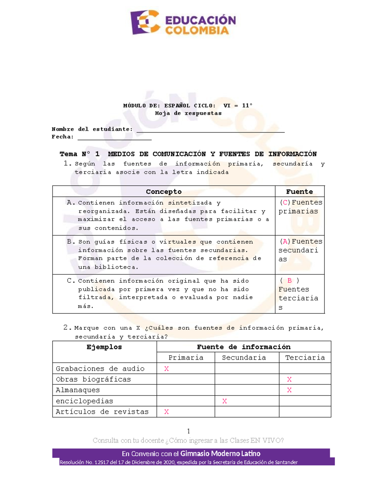 Guía de Aprendizaje Resuelta Español VI: Medios y Códigos de ...