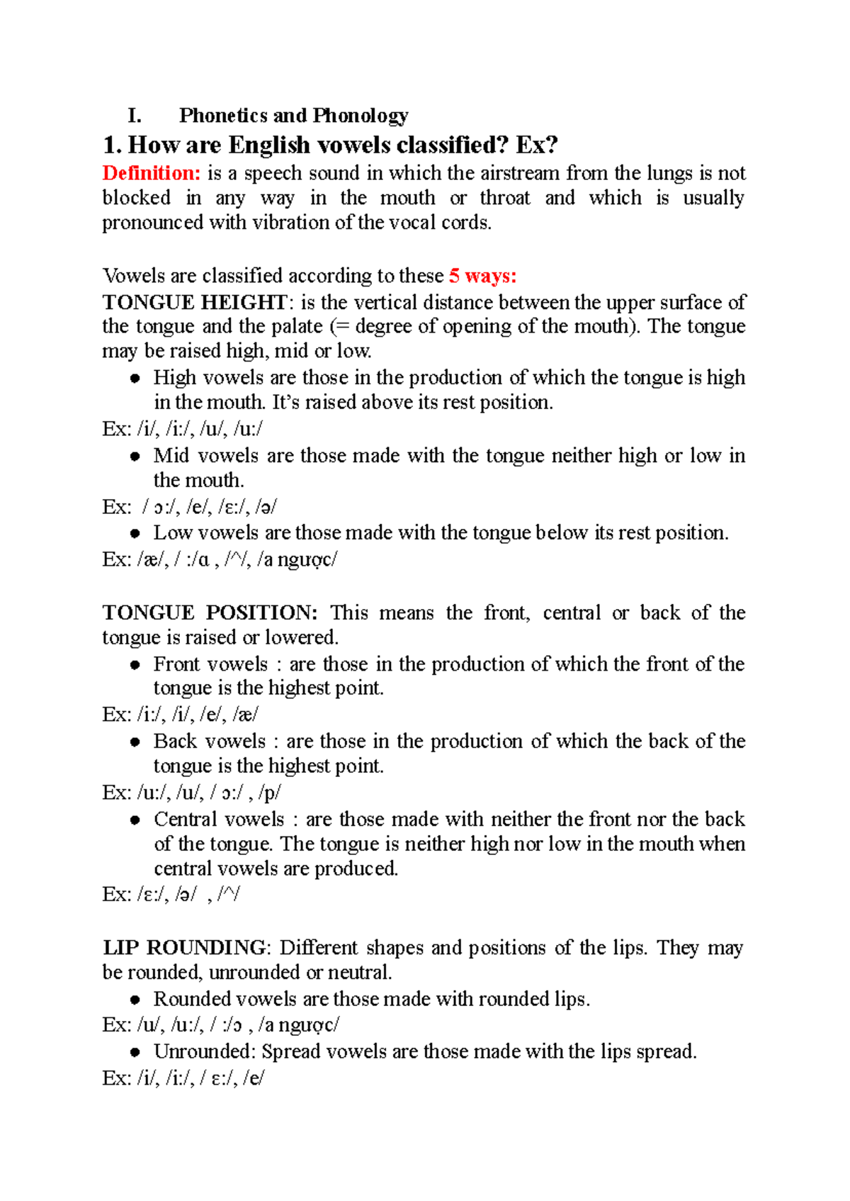 Phonetics and Phonology 1: Classification of English Vowels and ...