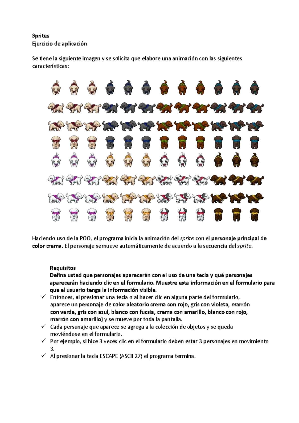 Ejercicio de Aplicación: Animación de Sprites en POO - Studocu