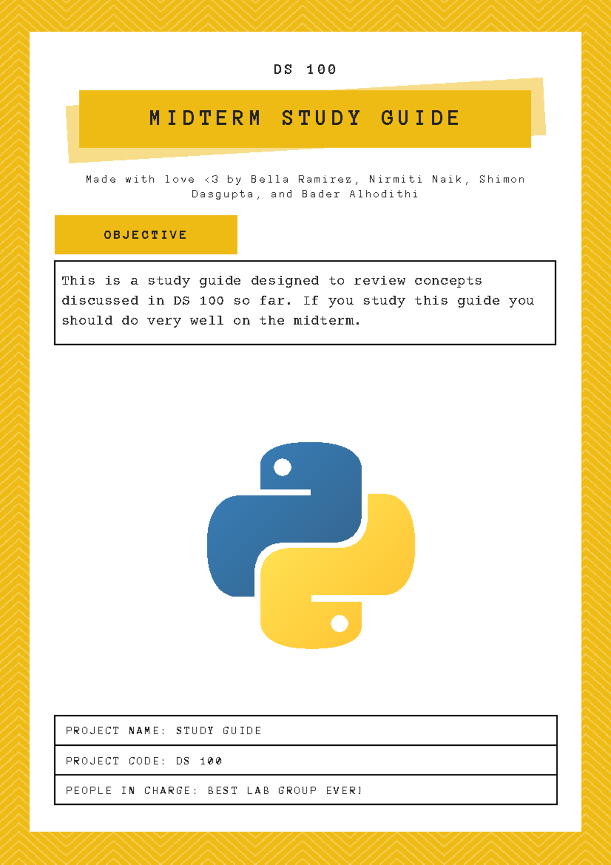DS 100 Midterm Study Guide: Key Concepts and Python Essentials - Studocu