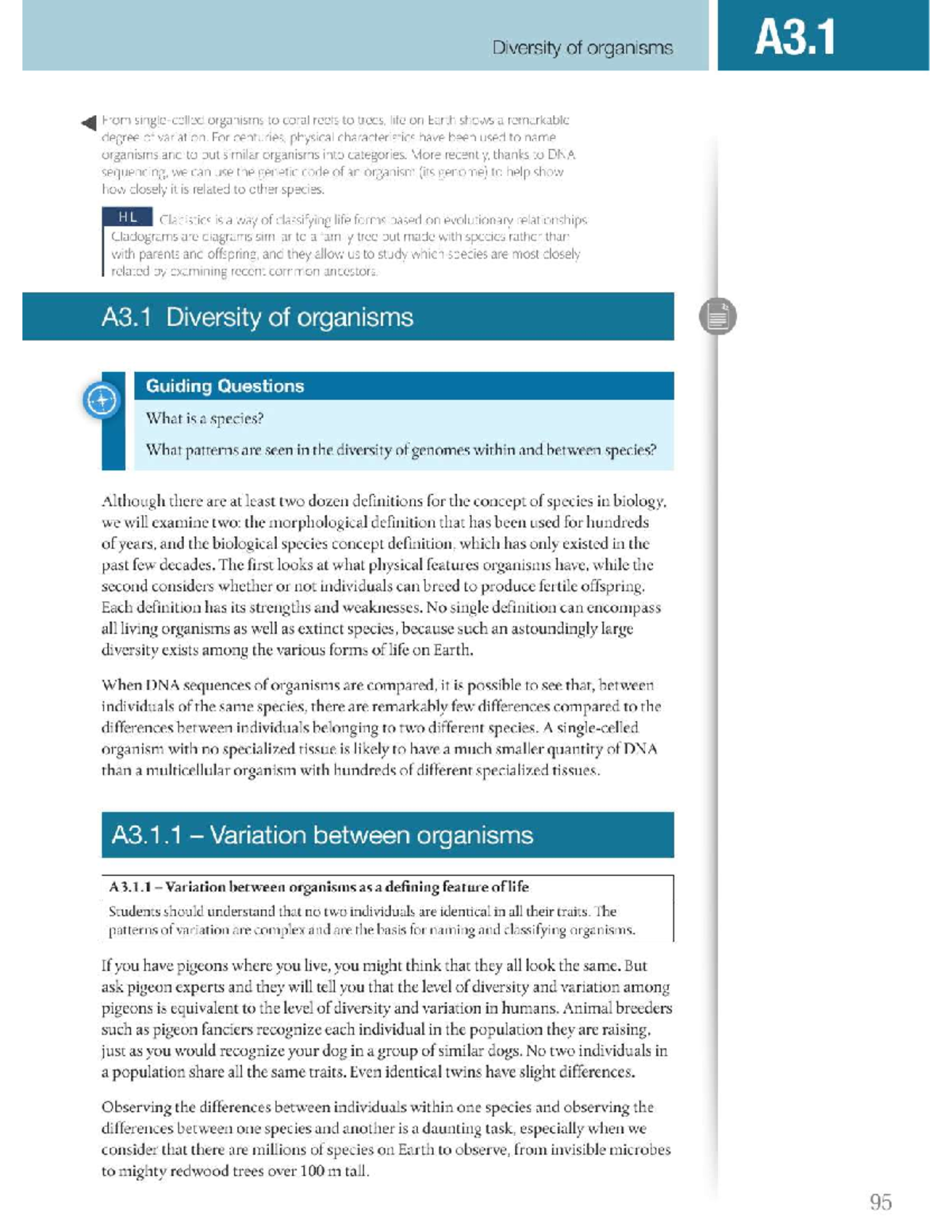 Diversity of Organisms A3.1: Understanding Species Variation and ...