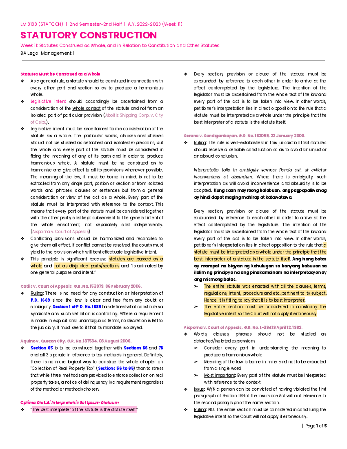 Statutory Construction Overview: Statutes as a Whole | BA Legal ...