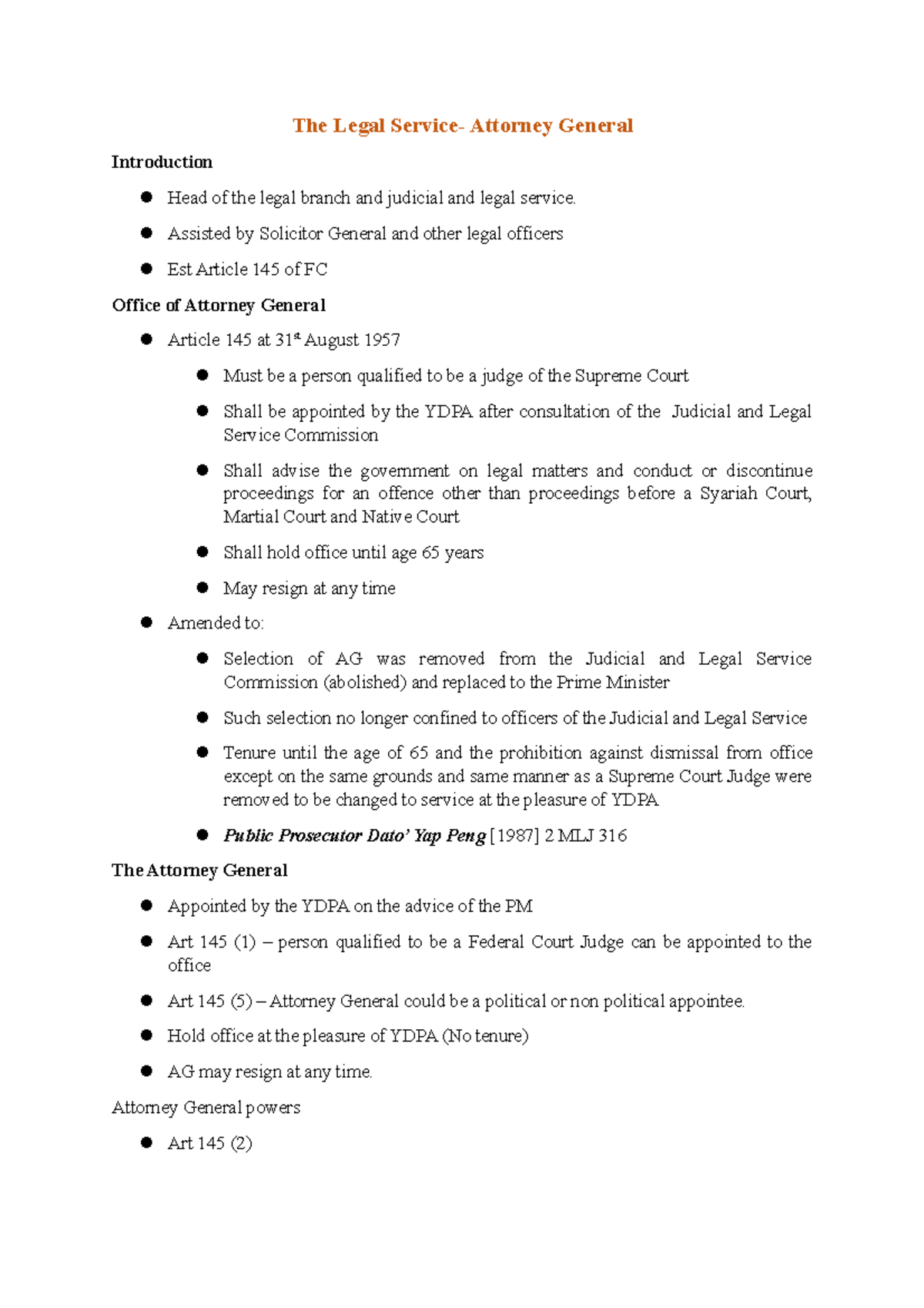 Legal Service Overview: The Role of the Attorney General (LAW 101 ...
