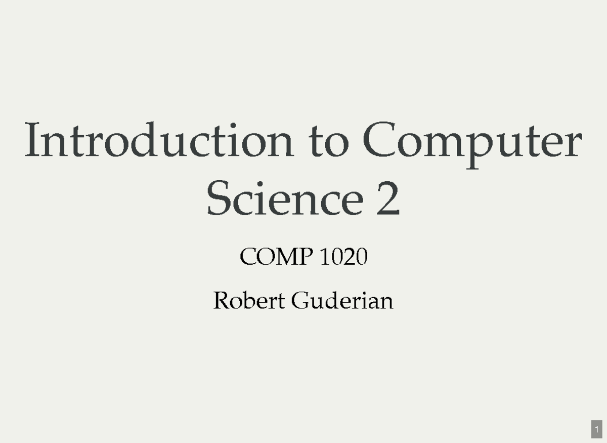 Lecture 01 - COMP 1020 notes - / Introduction to ComputerIntroduction ...