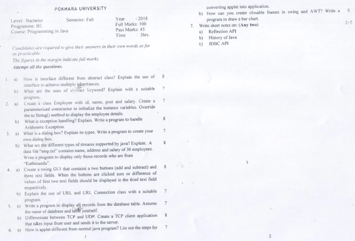 Java-17 Spring - Past Exam Questions for Programming in Java - Studocu