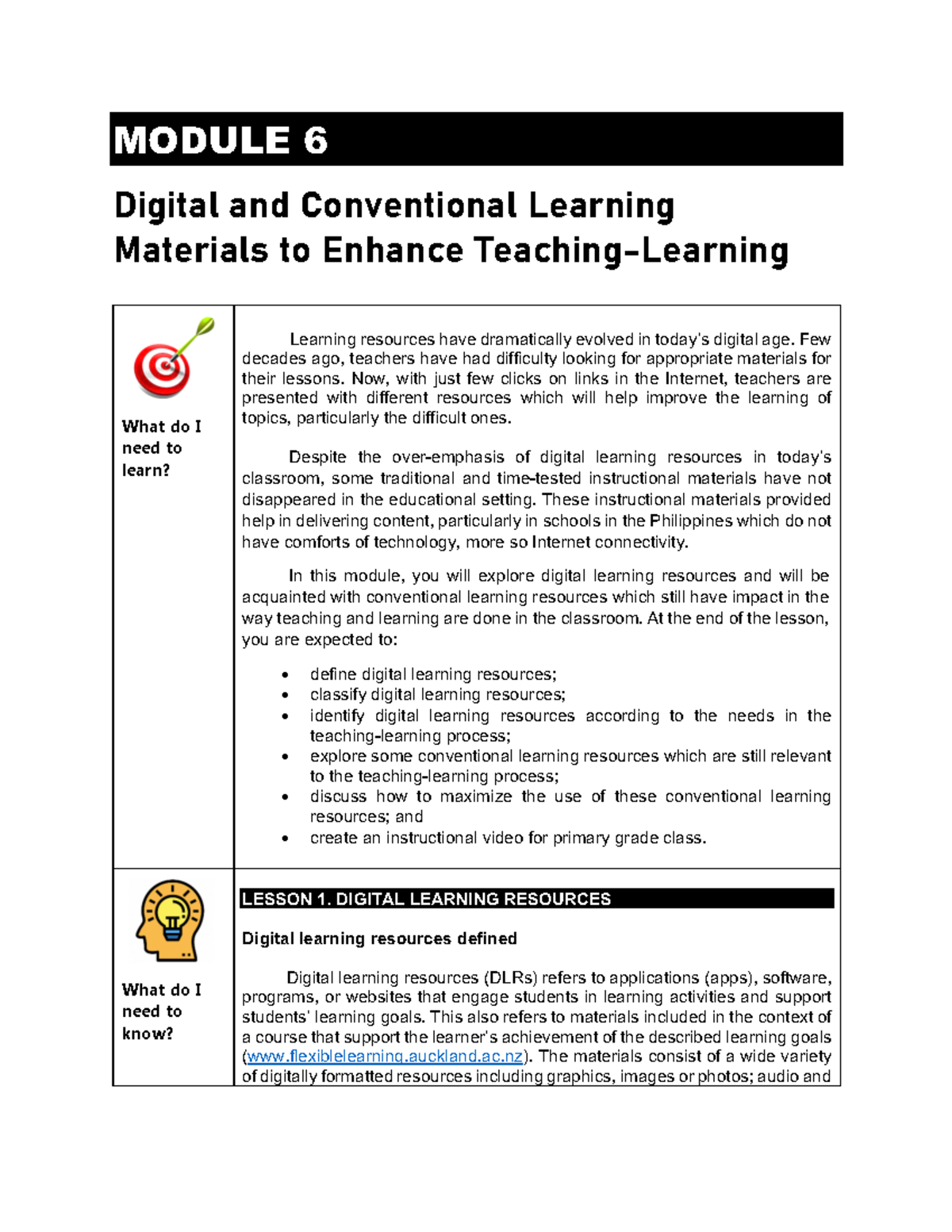 TTL2 Module 6: Exploring Digital & Conventional Learning Resources - Studocu