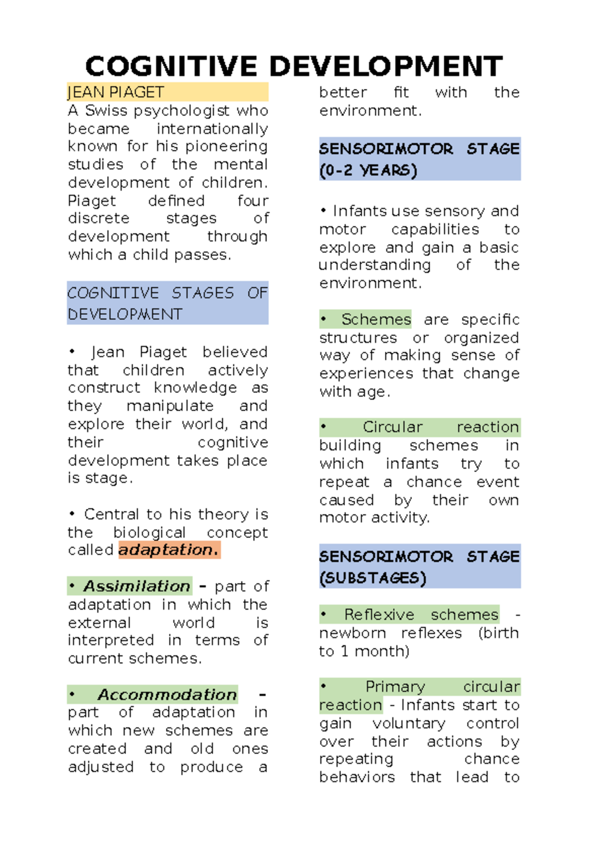Physical Development ECE Understanding Child Development - JEAN PIAGET ...